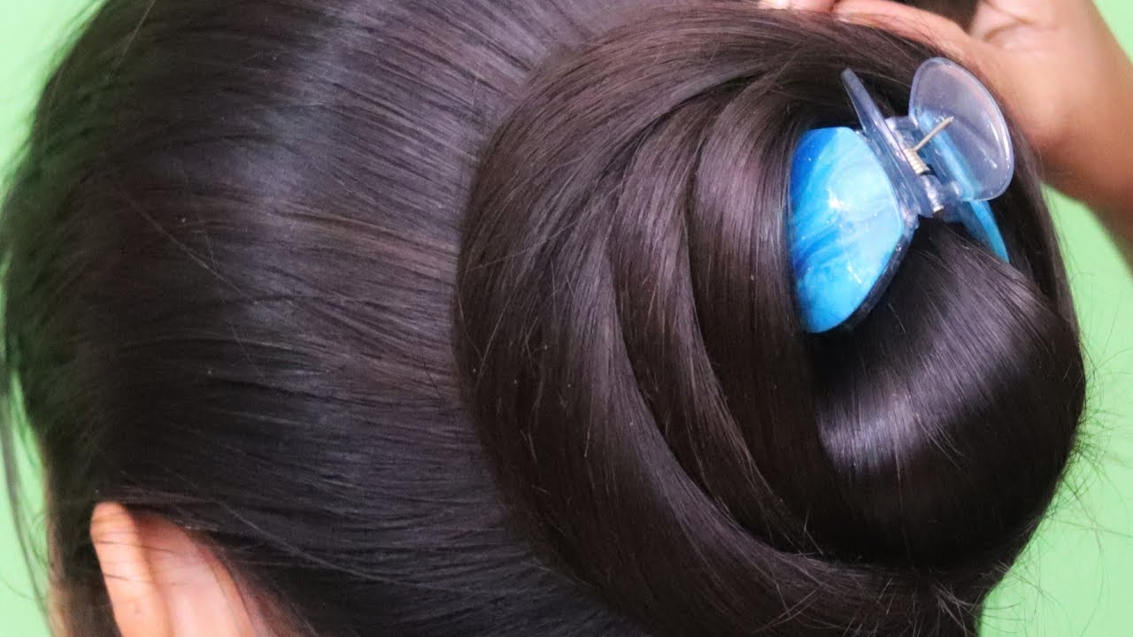 stylish Juda Hairstyle with Claw Clip | Quick & Beautiful Bun Hairstyle ...