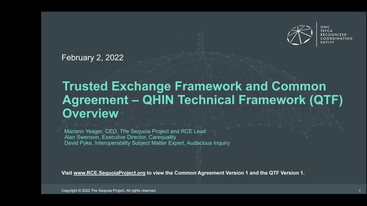 TEFCA – QHIN Technical Framework Overview - YouTube