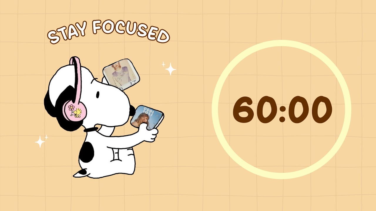🎧 Study with Me | Snoopy Listening to Music | 60/10 Timer | Chill Lo-fi ...