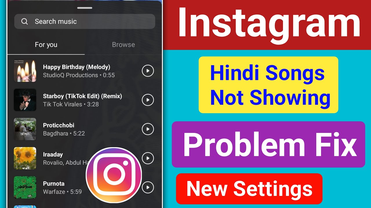 Instagram Hindi Songs Not Showing। Hindi Music Not Showing on Instagram Story Post Problem Solve ...