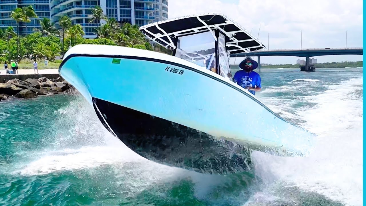 BOATS vs HUGE WAVES AT HAULOVER INLET! - YouTube