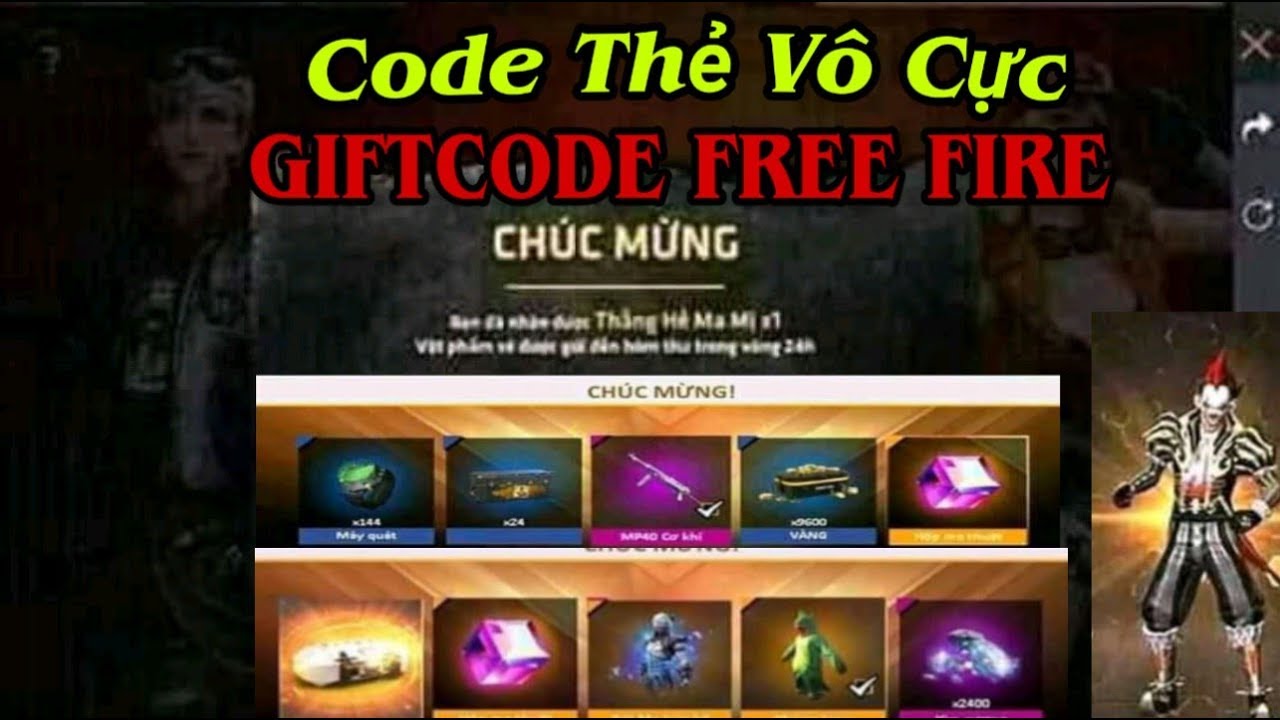 [CODE FREE FIRE] Share Code Free Fire Nhận Thẻ Vô Cực,Thằng Hề Ma Mị ...