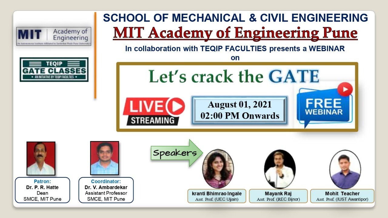 MIT Academy of Engineering Pune | Let's Crack The GATE | GATE ...