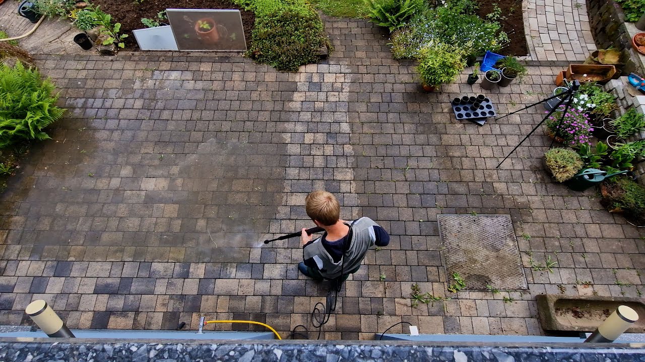 Satisfying Pressure Washing Of A Backyard Terace - YouTube