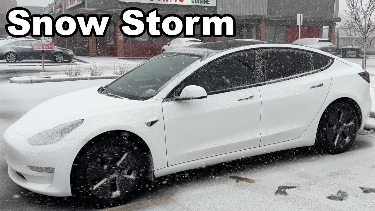 Tesla Model 3 in Snow Storm - YouTube
