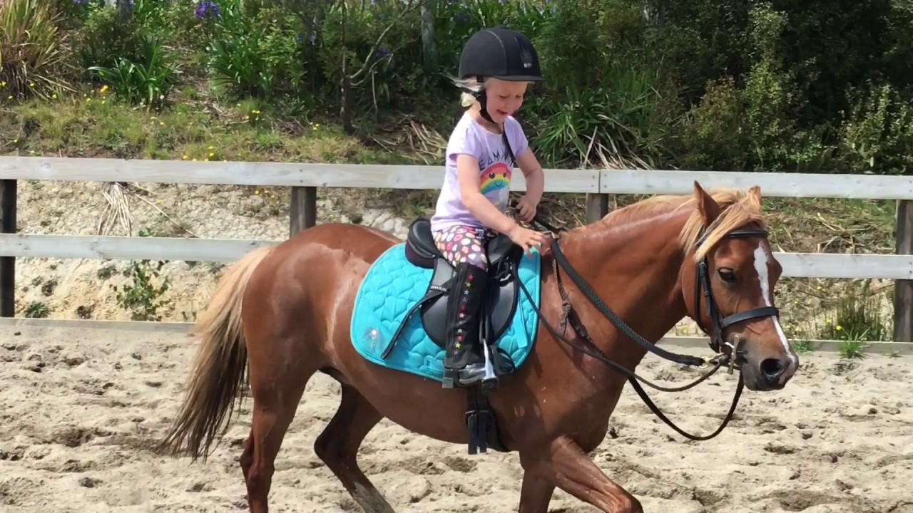 4 Year old child freestyle riding on her pony - YouTube
