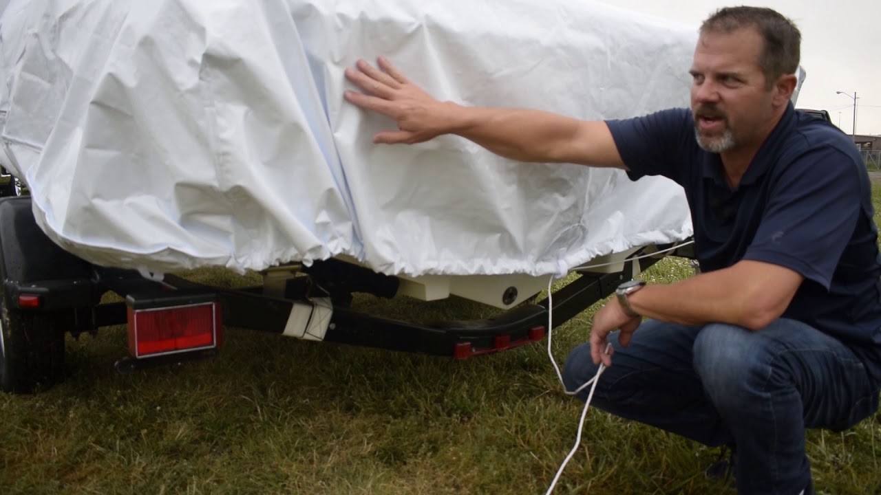 How to Install Transhield Universal Vhull Boat Cover - YouTube