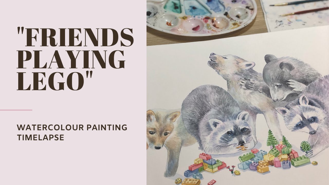"Friends Playing Lego" || Watercolor Painting Time-lapse - YouTube