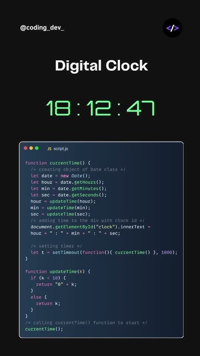 Digital Clock using JavaScript ⏰ - YouTube
