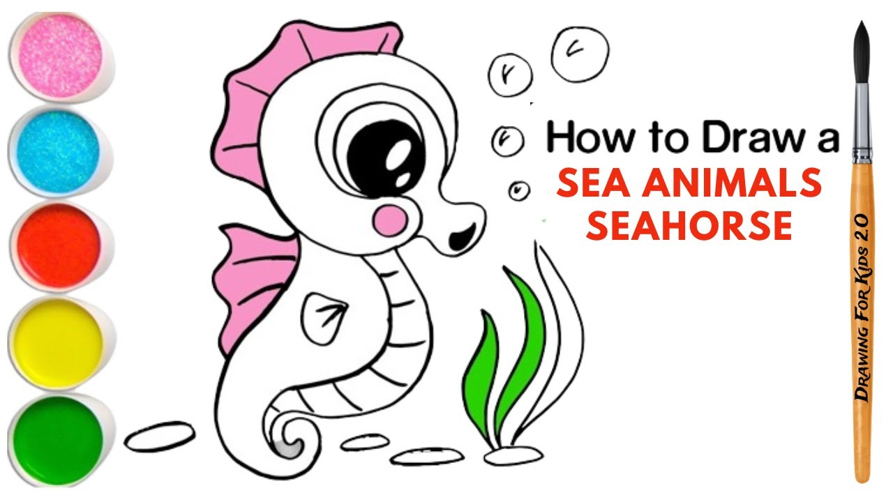 How to Draw Sea Animals,How to Draw Seahorse,Easy Sea Animals Drawing ...
