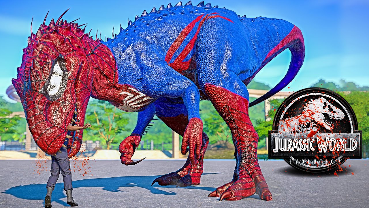 Spiderman Indominus Rex Vs Venom Carnotaurus Shark King Dinosaurs