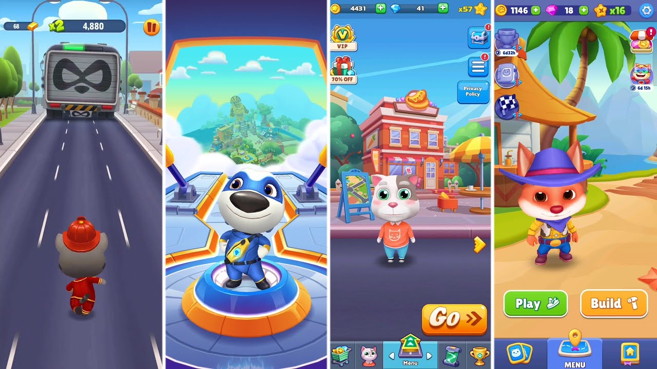 Talking Tom Gold Run,Talking Tom Hero Dash,Pet Runner,Running Pet ...