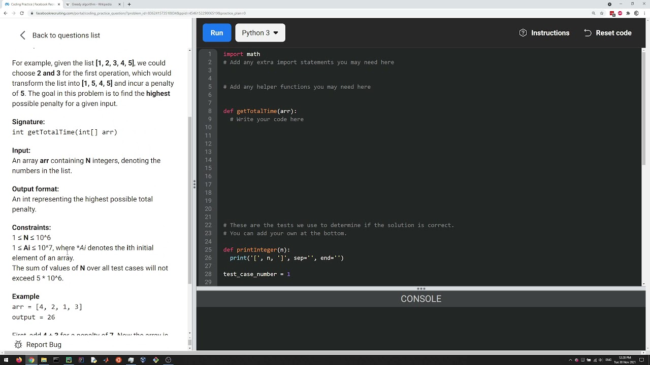 Facebook interview question: greedy algorithms: slow sums - YouTube