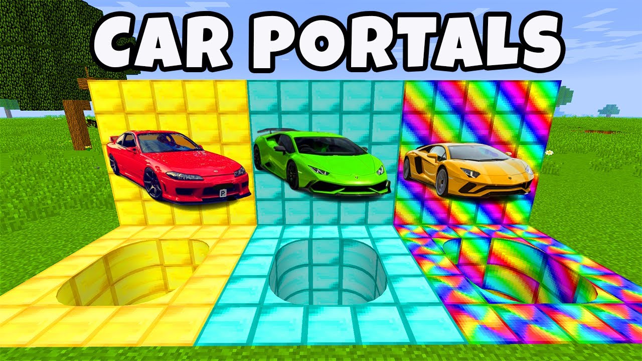 I found a CAR PORTALS in minecraft? Which one is better GOLDEN CAR VS ...