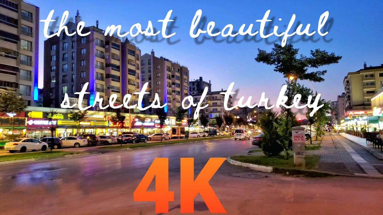 4k walking tour in a beautiful street at sunset time in bursa . turkey ...