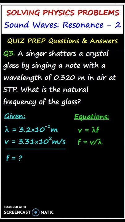 SUCCEED in Sound Waves RESONANCE Quiz 2. Prep with PHYSICS VIDEO ...