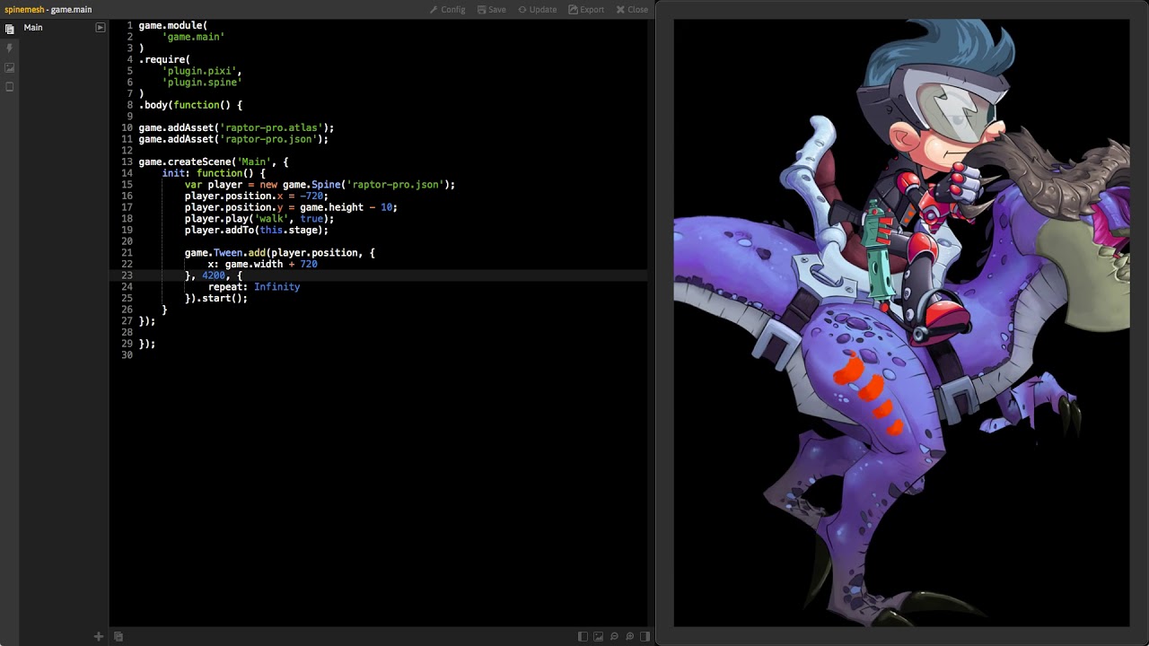 Panda 2 Plugin: Spine with mesh support - YouTube