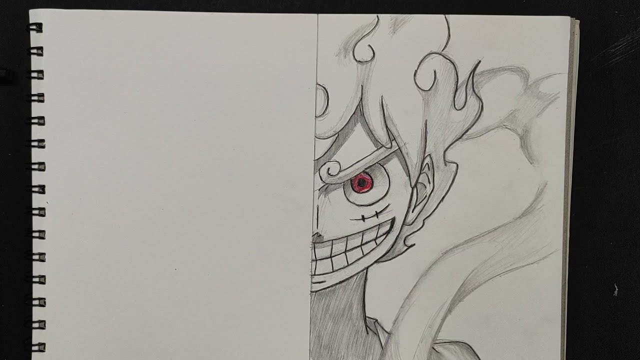 How to draw Luffy Gear 5 Half face | Step by step | Very easy drawing ...