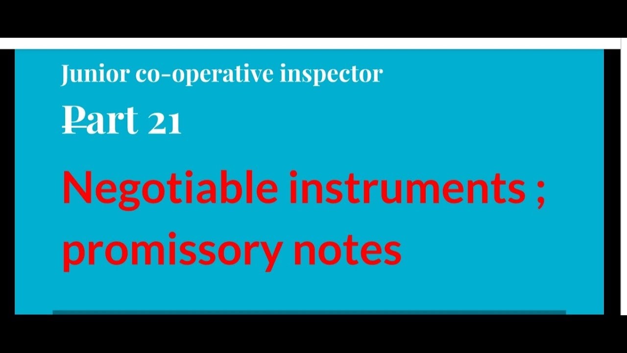 Negotiable instruments and promissory notes - YouTube