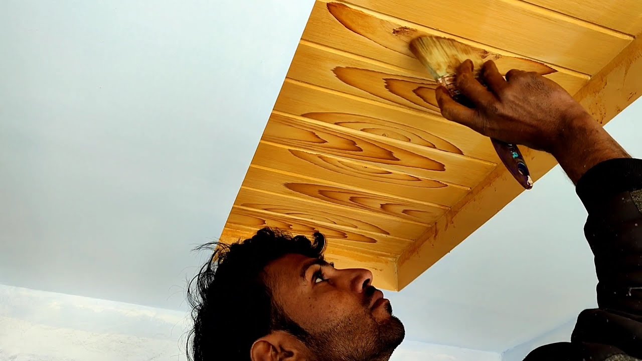 wood grain design on wall ceiling# paint and polish# art by hasnain ...