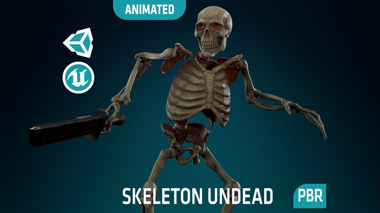 Skeleton Undead Warrior, Default - Lowpoly - Game Ready - Rigged ...