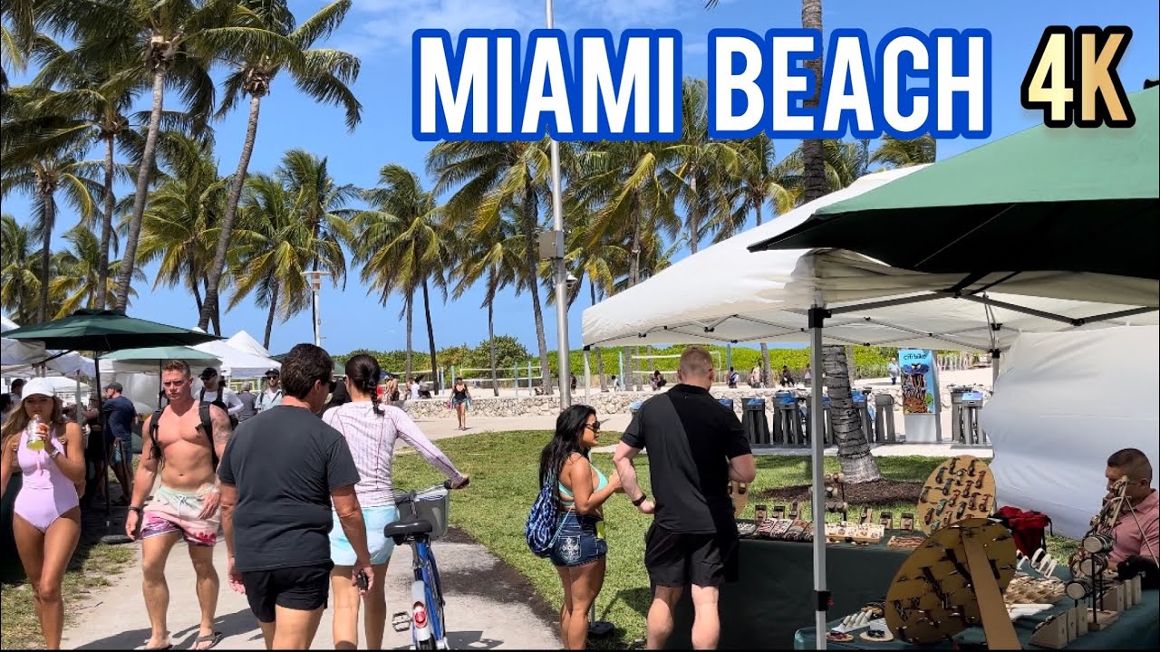 MIAMI BEACH WALKING TOUR [4K, 60fps] - Ocean Drive, South Beach ...