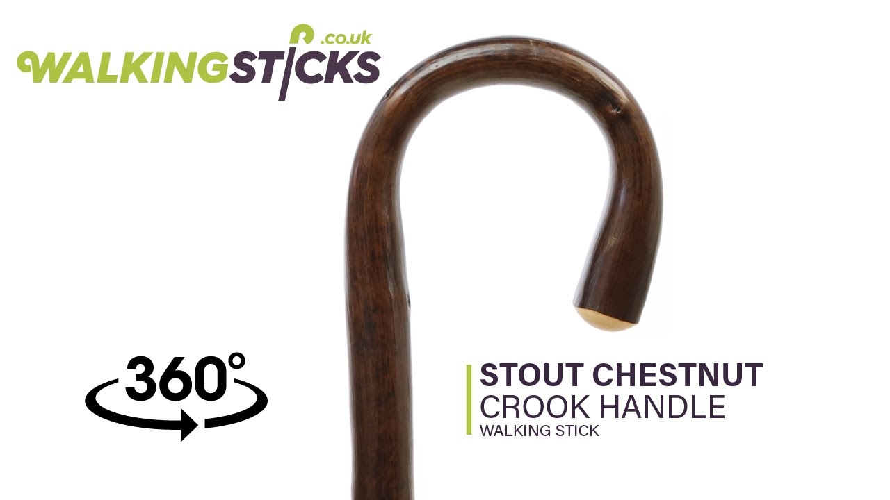 Stout Chestnut Crook Handle Walking Stick - YouTube