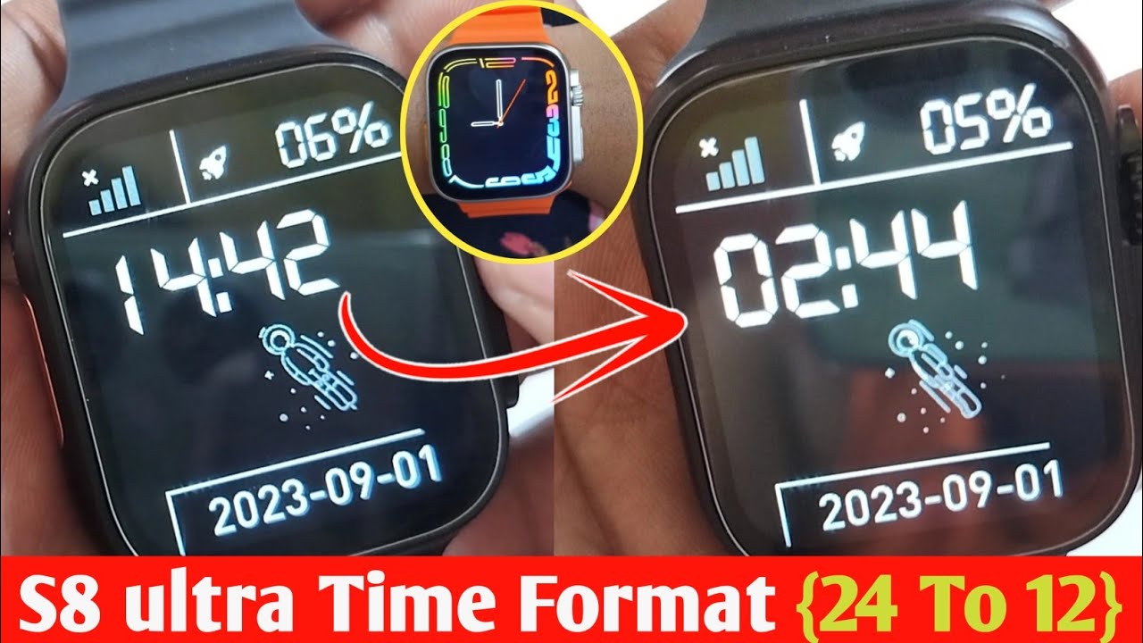S8 Ultra Smartwatch Time Format Change 24 To 12 Hours| Smart watch Time ...