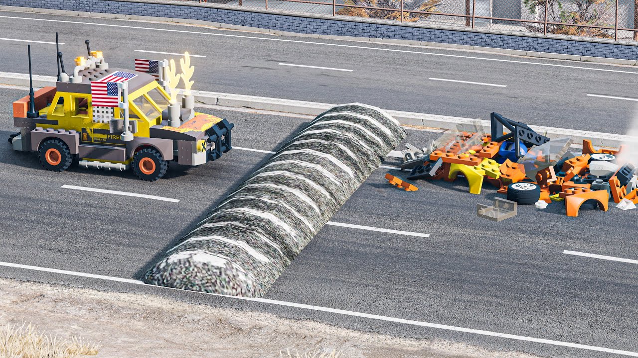 Lego Cars vs Massive Speed Bumps – BeamNG.Drive - YouTube