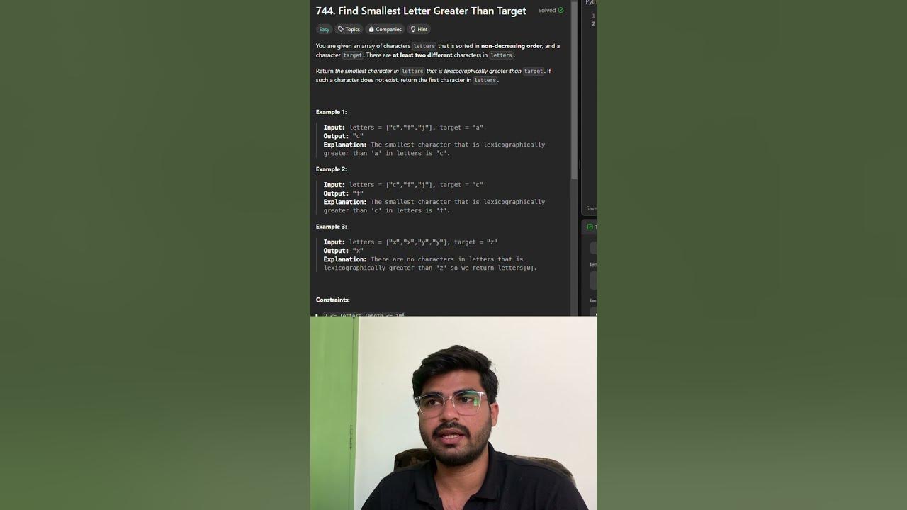 Find smallest letter greater than target | Leetcode 744 | Tamil | Python | Karthi Stucks at code ...