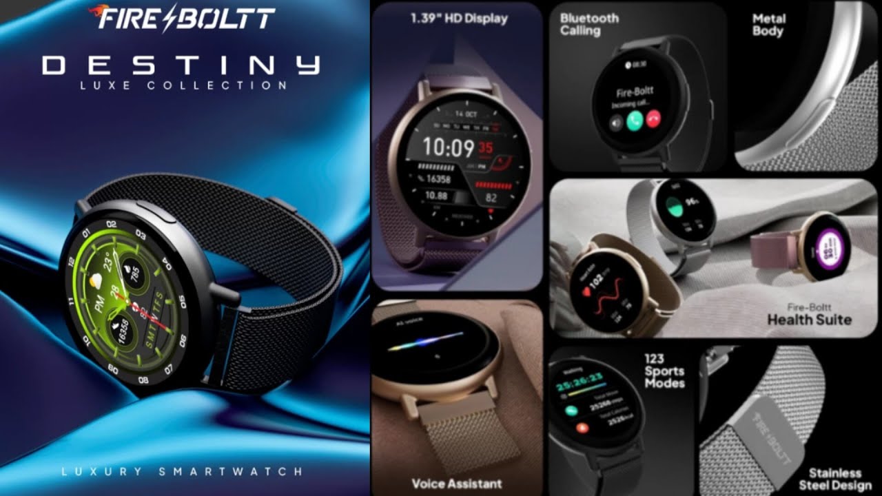 Fire⚡Boltt Destiny Luxury SmartWatch, Round HD display, BT calling ...