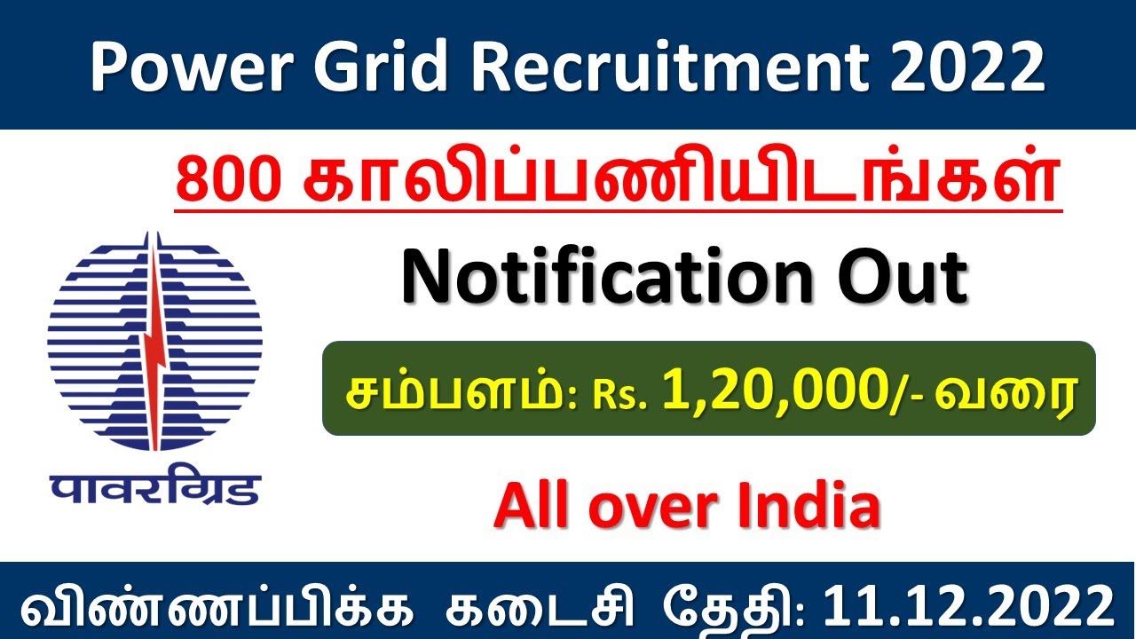800 Vacancies | Power Grid Recruitment 2022 | Apply now | Government ...