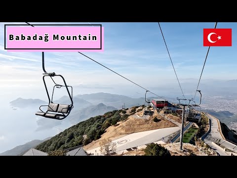 Babadağ Ölüdeniz Cable Car in Fethiye Turkey - 4K Mountain Tour watching the Paragliders