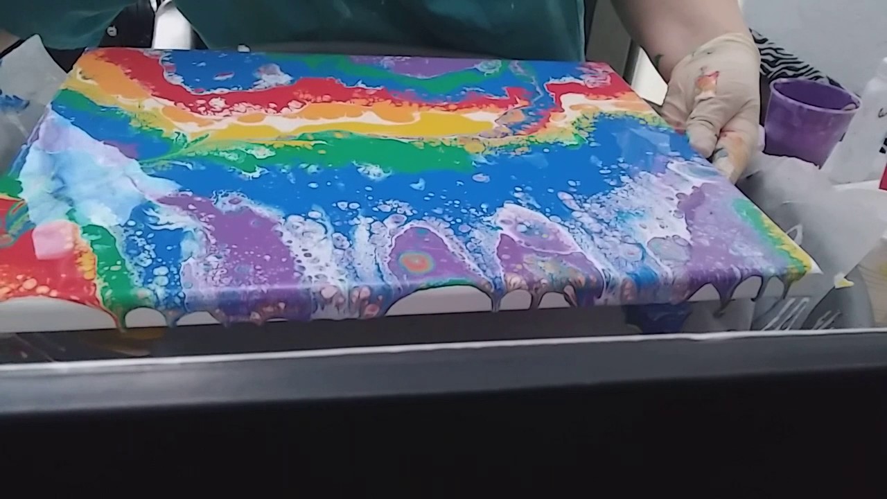 Acrylic Pour Rainbow Inspired - YouTube