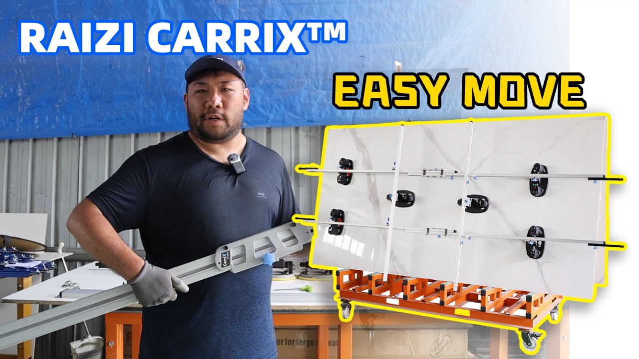 Raizi CarriX™ Large Format Tile Carrier with Grabo Lifters - YouTube
