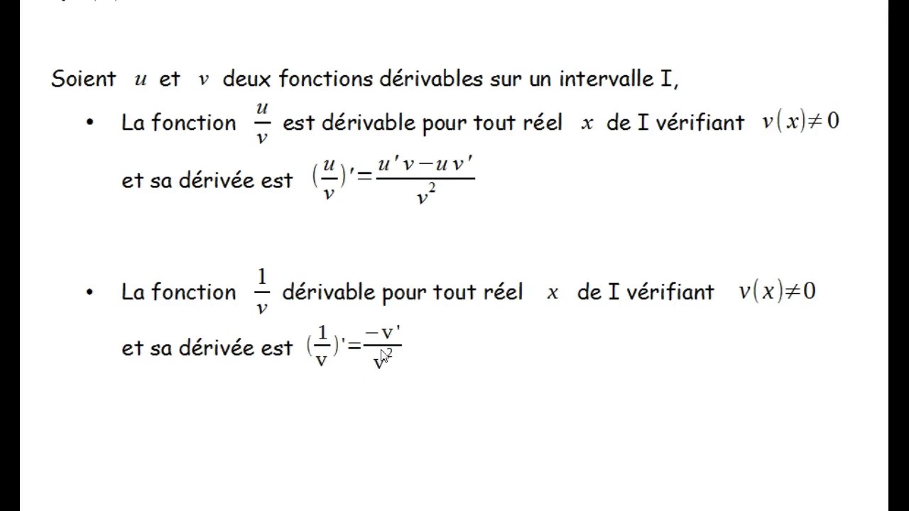 Dérivation : dérivée d'un quotient - YouTube