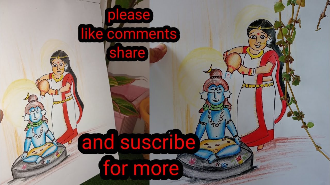 How to draw lord Shiva & Parvati 🌷 ️||kids lord Shiva & Parvati drawing ...