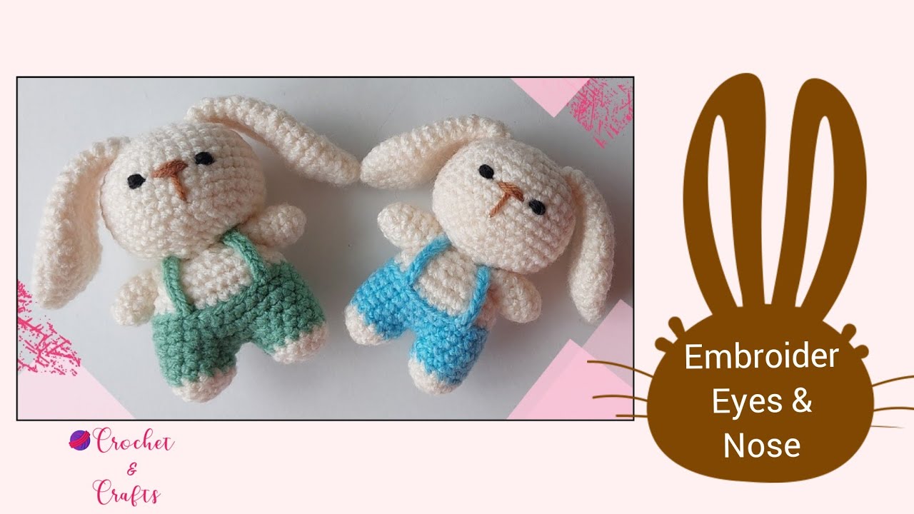How to Embroider Eyes and Nose of Amigurumi Bunny Rabbit | Amigurumi ...