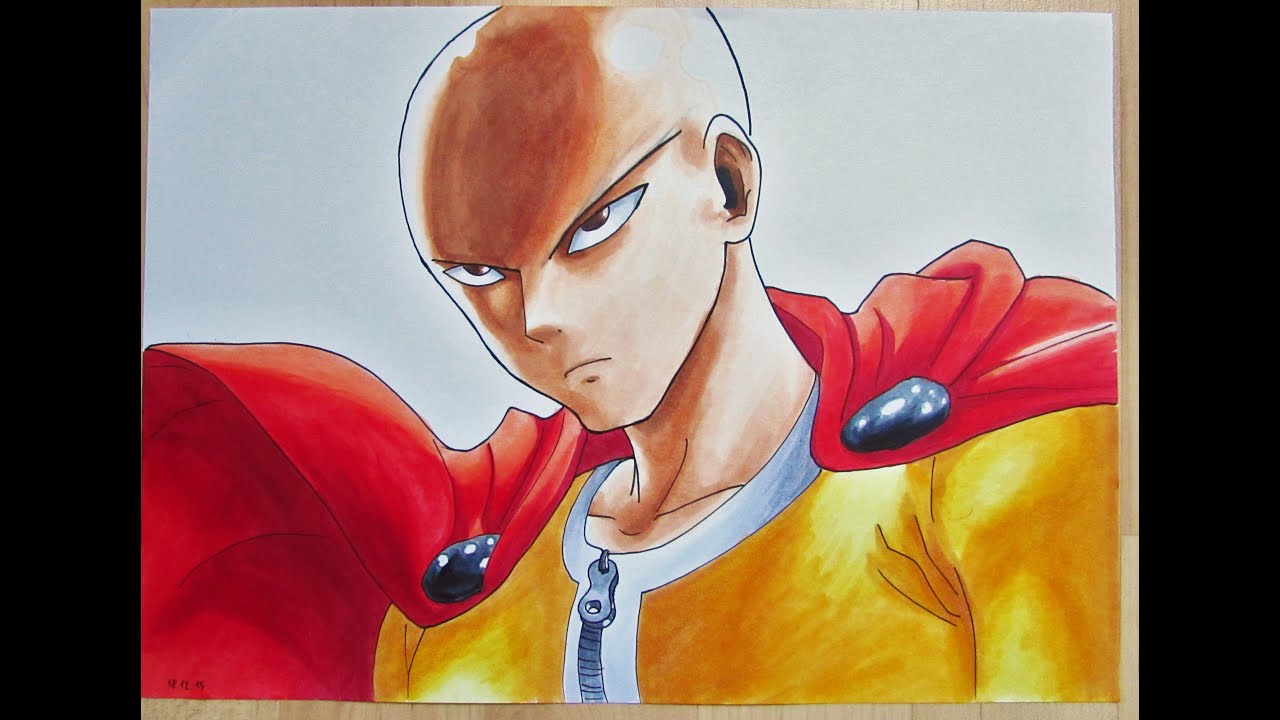 How to draw Saitama from OnePunch-Man ワンパンマン - YouTube