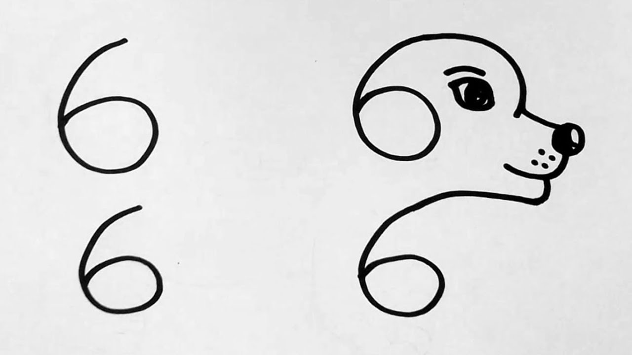 How to draw a dog from 6666 numbers | easy drawing for beginners | step ...