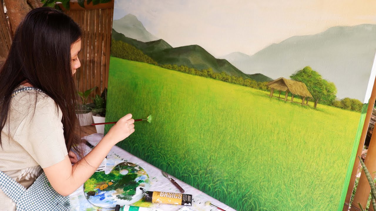 Rice Field Time lapse Painting │Paint with me - YouTube