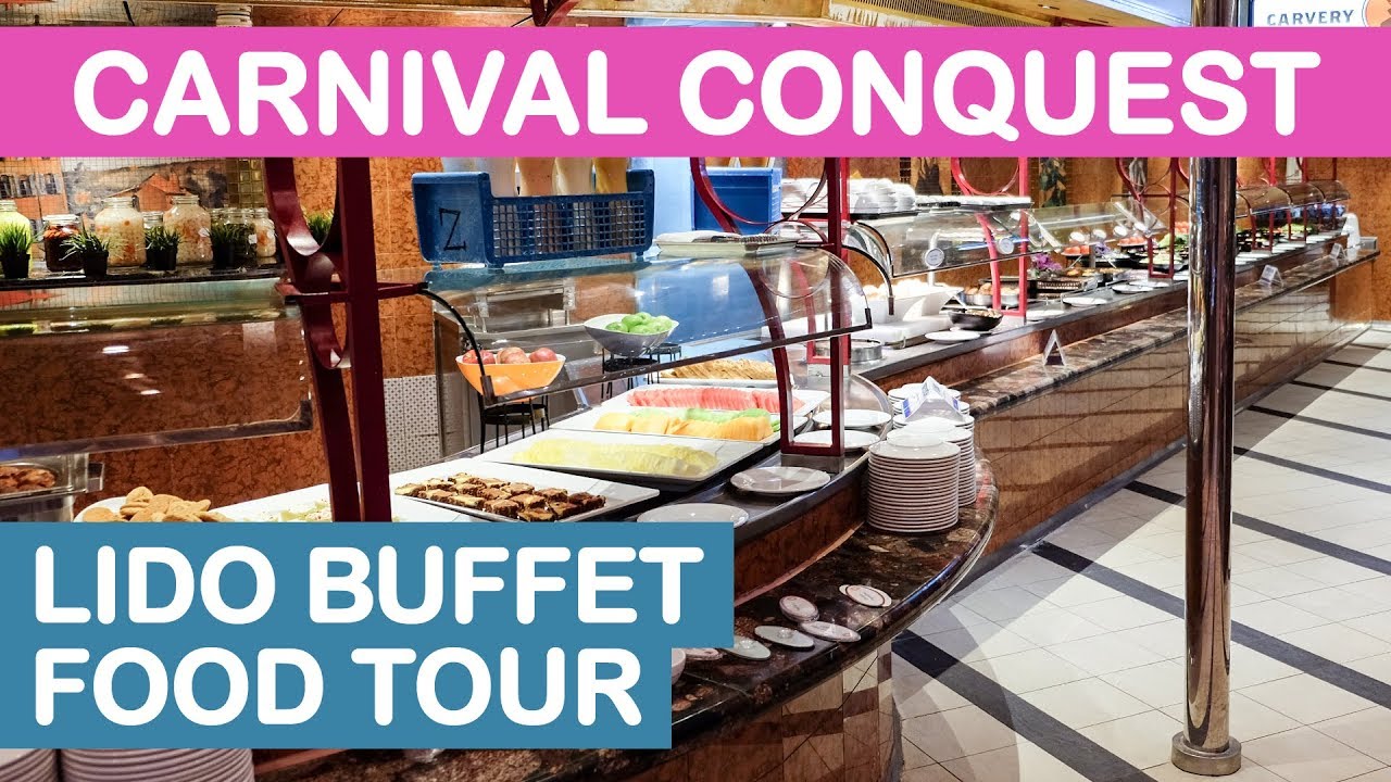 Carnival Conquest: Lido Buffet Food Tour (Cezanne Restaurant) - YouTube