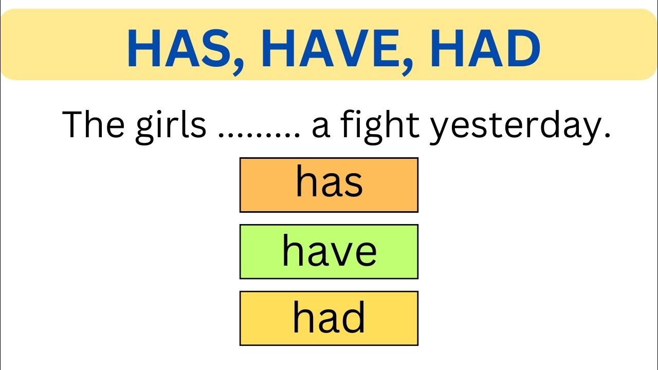 Use of Has, Have and Had | English Grammar Quiz | 10 Questions - YouTube