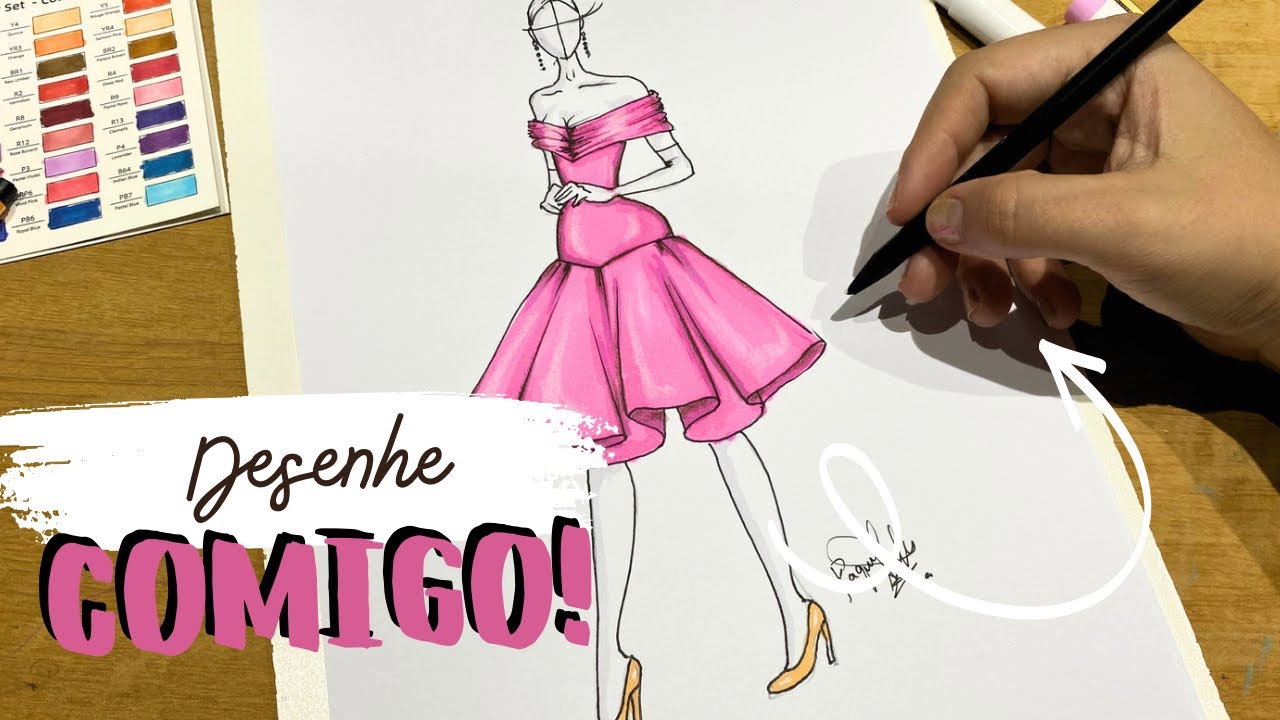 Croqui de Moda | desenhando vestido de festa - YouTube