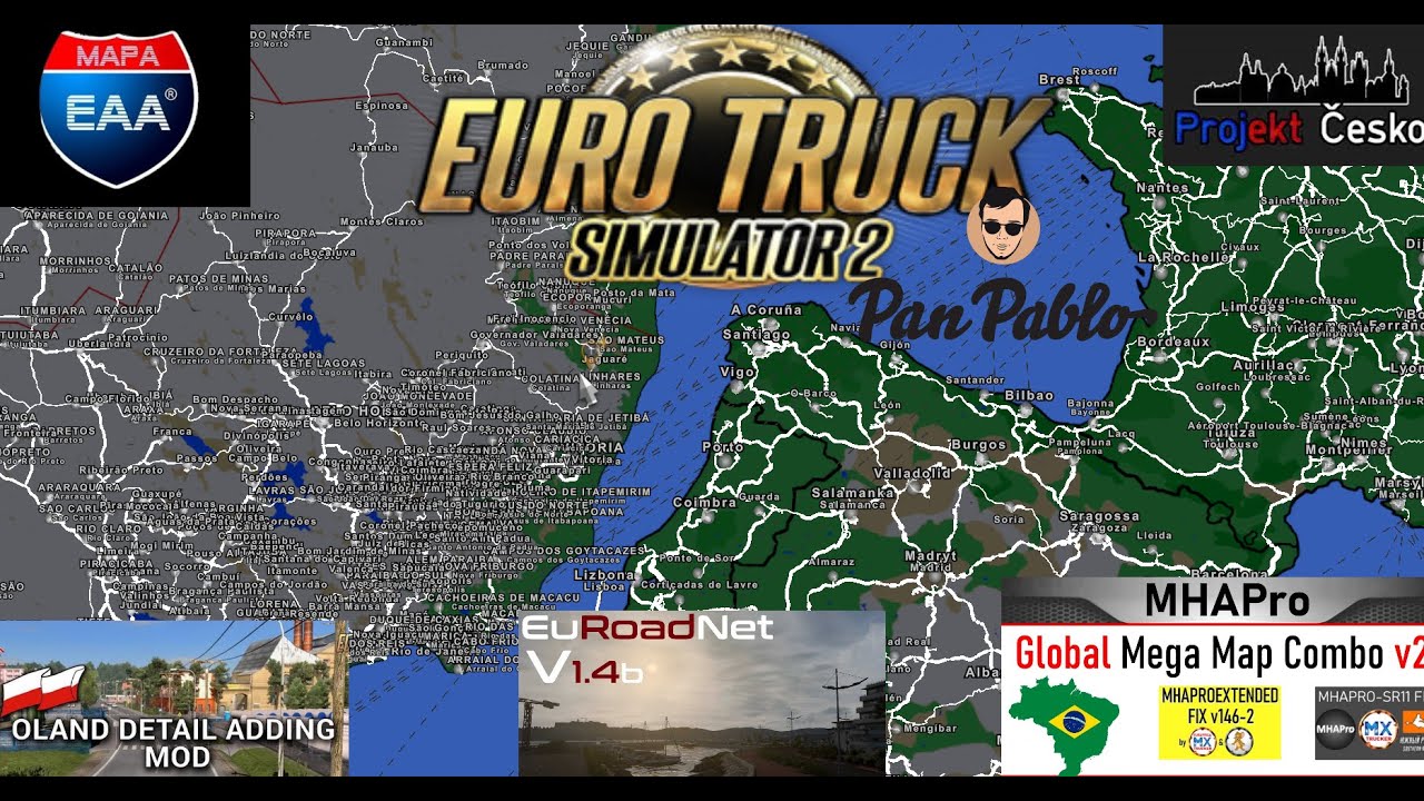 ETS2 COMBO MAP 1.47 MHAPro By Pablo - YouTube