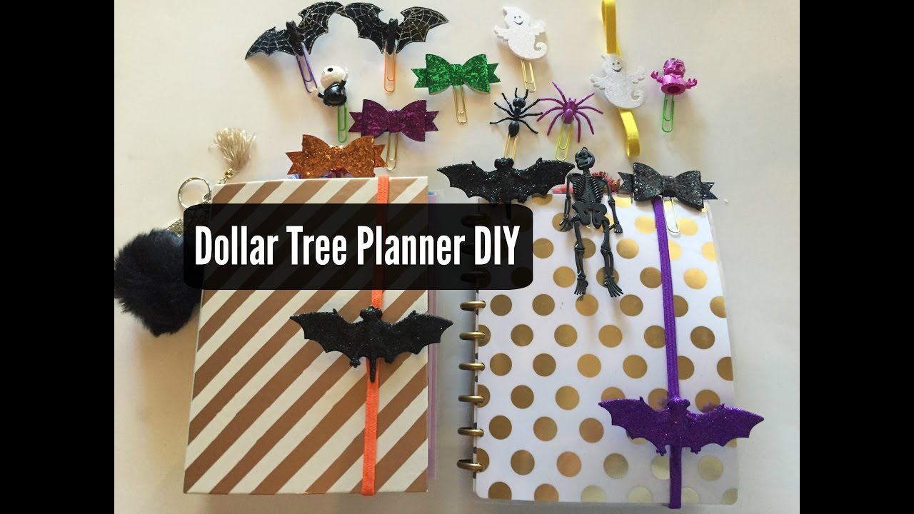 DOLLAR TREE Halloween Planner DIY | Paperclips & Elastic Band - YouTube