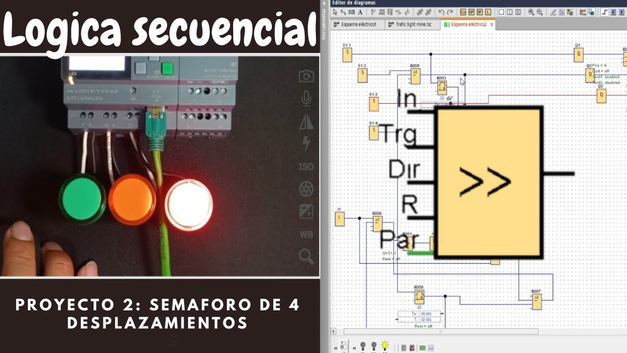 PROYECTO 2 Semáforo con 4 Desplazamientos usando REGISTROS Y BITS DE ...