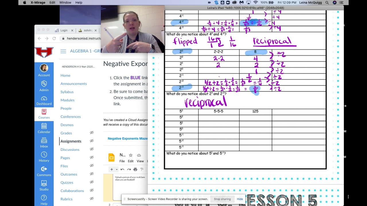 Unit 6 Lesson 5 - Negative Exponents - Algebra 1 - YouTube
