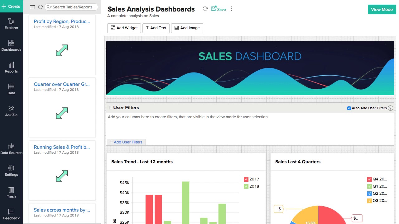 Zoho Analytics How to create Dashboards - YouTube