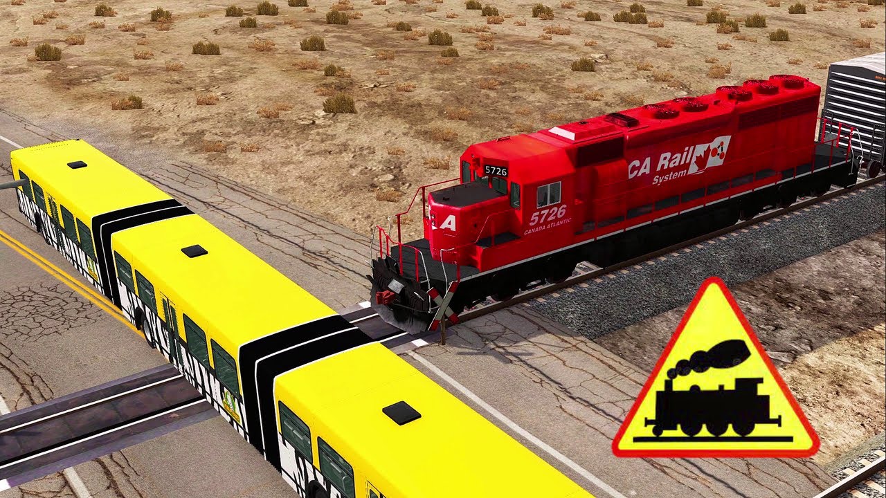 Crossing The Railroad - BeamNG Drive | Cars vs Trains #1 - YouTube